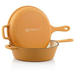 Mahlzeit Schmortopf Gusseisen Schmortopf, 4,4 Liter, rund, orange, Gusseisen emailliert, Gusseisen