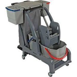 Reinigungswagen SPRiNTUS CombiX XL, 4 Eimer/55 l insg., Müllsackhalterung, für Innenbereich, grau