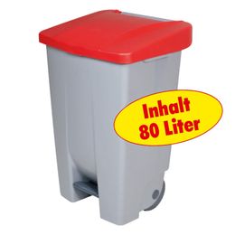 BRB Tret-Abfalleimer 80 Liter, rot