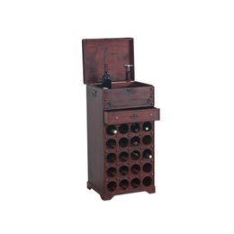 MCW Weinregal Rhone Flaschenregal Regal Holzregal Kolonialstil, f&uuml;r 20 Flaschen, mit Schublade