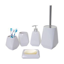 5-teiliges Badset MCW-C71, WC-Garnitur Badezimmerset Badaccessoires, Keramik ~ weiß