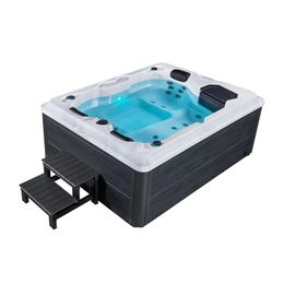 Artsauna Outdoor Whirlpool Oasis mit Treppe - Massaged&uuml;sen, LED Licht, Filter, Abdeckung & Heizung