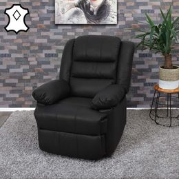 Fernsehsessel MCW-G15, Relaxsessel Liege Sessel, Leder + Kunstleder 101x87x100cm ~ schwarz