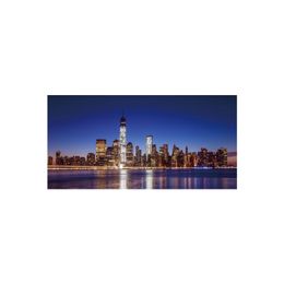 MCW LED-Bild, Leinwandbild Wandbild Leuchtbild, Timer MVG-zertifiziert ~ 100x50cm One World Trade Center, flackernd