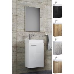 Vcm 3-tlg Set Waschplatz f&uuml;r G&auml;ste WC G&auml;stebad Waschtisch Toilette Badm&ouml;bel Badezimmer Set - Slito SP