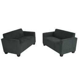 MCW Sofa-Garnitur Couch-Garnitur 2x 2er Sofa Moncalieri Stoff/Textil ~ anthrazit-grau
