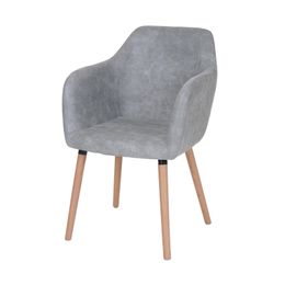 MCW Esszimmerstuhl Vaasa T381, Stuhl K&uuml;chenstuhl, Retro 50er Jahre Design ~ Textil, vintage betongrau, helle Beine