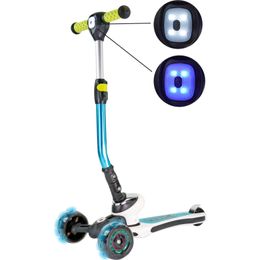 BEST Sporting 3-Rad Kinder Scooter Space mit LED Lampe + LED Rädern, türkis-weiß