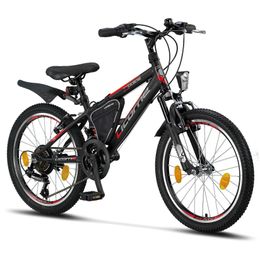Licorne Bike Guide Premium Mountainbike in 20, 24 und 26 Zoll - Fahrrad f&uuml;r M&auml;dchen, Jungen, Herren und Damen - Shimano 21 Gang-Schaltung, Kinderfahrrad, Kinder Zoll:20;Farbe:Schwarz/Rot/Grau