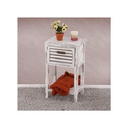 MCW Kommode Beistelltisch, 57x35x27cm, Shabby-Look, Vintage ~ wei&szlig;