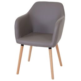 MCW Esszimmerstuhl Vaasa T381, Stuhl Küchenstuhl, Retro 50er Jahre Design ~ Kunstleder, taupe-grau, helle Beine
