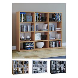 Vcm Holzregal stehend platzsparender CD-Schrank f&uuml;r 480 CDs oder 224 DVDs Ma&szlig;e:H. 82 x B. 102 x T. 23 cm Elegantes DVD Regal stehend Blu-Ray Regal CD Regal Megosa L