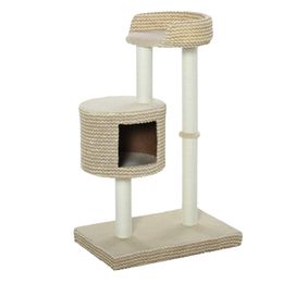 PawHut Katzenbaum mit Kuschelhöhle beige, braun 61 x 41 x 96 cm (BxTxH)