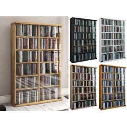Vcm CD Regal Holz CD Schrank mit ESG-Sicherheitsglast&uuml;ren f&uuml;r 300 CDs oder 130 DVDs oder 72-Videos Ma&szlig;e: H. 92 x B. 60 x T. 18 cm Elegantes DVD Regal Blu ray Regal CD Regal - Roma