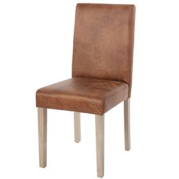 MCW Esszimmerstuhl Littau, K&uuml;chenstuhl Stuhl, Stoff/Textil MVG-zertifiziert ~ Wildlederimitat, braune Beine