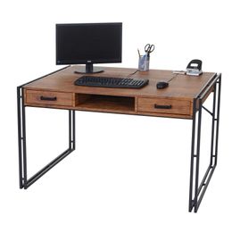 Schreibtisch MCW-A27, B&uuml;rotisch Computertisch, 122x70cm 3D-Struktur ~ Wildeiche-Optik