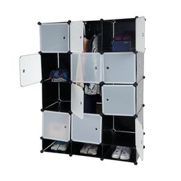 MCW Regalsystem Cairns T306, Steckregal Garderobe Kleiderschrank, 8 Boxen je 37x37x47cm schwarz