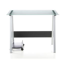 Schreibtisch DELPHI Sicherheitsglas - Stahlrohr alufarben lackiert hjh OFFICE