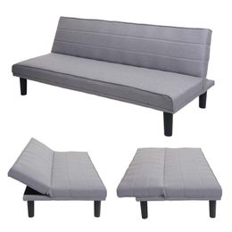 Schlafsofa MCW-J17, Couch Klappsofa G&auml;stebett Bettsofa, Schlaffunktion Stoff/Textil 165cm ~ grau