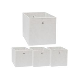 DuneDesign Faltbox Set 4 Boxen für Kallax Regal weiß 33x38x33cm Expedit Box mit Metallgriff