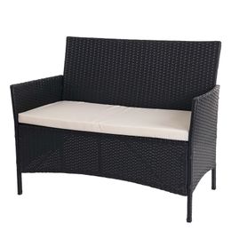 MCW Poly-Rattan Gartenbank Hamar, Sitzbank Bank ~ anthrazit, Kissen creme