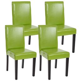 MCW 4er-Set Esszimmerstuhl Stuhl Küchenstuhl Littau ~ Kunstleder, grün, dunkle Beine