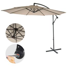 MCW Ampelschirm Terni, Sonnenschirm Sonnenschutz, &Oslash; 3m neigbar, Polyester/Stahl 11kg ~ sand-beige ohne St&auml;nder