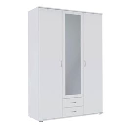Kleiderschrank Sara weiß 3 Türen (1 mit Spiegelfront) + 1 große Schublade weiß B 127 cm - H 188 cm