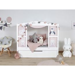 Ticaa Hausbett Mini mit Bettkasten "Amelie" Kiefer Weiß