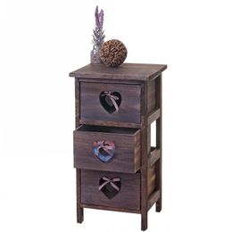 MCW Kommode Sues, Schubladenkommode Schrank, 3 Schubladen mit Herzen 55x29x25cm, Shabby-Look, Vintage ~ braun