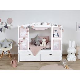 Ticaa Hausbett Mini mit Bettkasten "Amelie" Kiefer Weiß