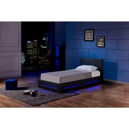 Home Deluxe LED Bett Asteroid 90 x 200, Schwarz