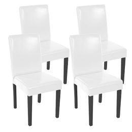 MCW 4er-Set Esszimmerstuhl Stuhl K&uuml;chenstuhl Littau ~ Leder, wei&szlig; dunkle Beine