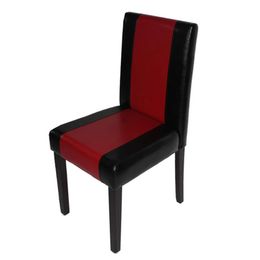 MCW Esszimmerstuhl Littau, Küchenstuhl Stuhl, Kunstleder ~ schwarz/rot, dunkle Beine