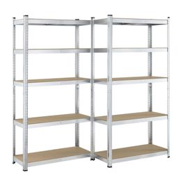 Juskys Lagerregal Basic 2er Set 180x90x40 cm &ndash; Metall Schwerlastregal, 10 B&ouml;den, 1750 kg, verzinkt