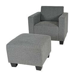 MCW Modular Sessel Loungesessel mit Ottomane Moncalieri, Stoff/Textil ~ grau