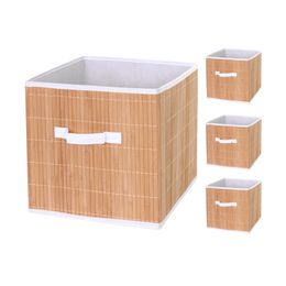 4er-Set Faltbox MCW-C21, Korb Aufbewahrungskorb Ordnungsbox Sortierbox Aufbewahrungsbox, Bambus 32x32x32cm ~ naturfarben
