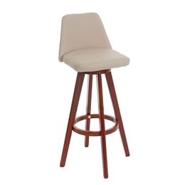 Barhocker MCW-C43, Barstuhl Tresenhocker, Holz Kunstleder drehbar ~ creme