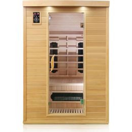 Dewello&reg; Infrarotkabine Infrarotsauna LAVAL PLUS 135cm x 105cm inkl. 7 Keramikstrahler, Bodenstrahler, Radio, Farblicht