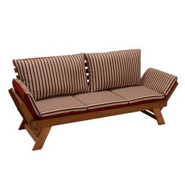 DEGAMO Liegesofa TIROL 202cm, Eukalyptus ge&ouml;lt, Wendeauflage Auflage rot beige