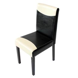 MCW Esszimmerstuhl Littau, Küchenstuhl Stuhl, Kunstleder ~ schwarz/weiß, dunkle Beine