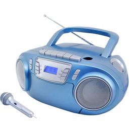 Soundmaster SCD5800BL CD/MP3 Boombox mit Radio, Kassettenrekorder, USB und externem Mikrophon