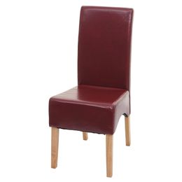 MCW Esszimmerstuhl Crotone, Küchenstuhl Stuhl, Leder ~ rot, helle Beine