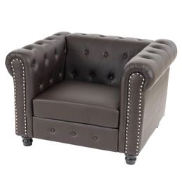MCW Luxus Sessel Loungesessel Relaxsessel Chesterfield Edingburgh Kunstleder ~ runde Füße, braun