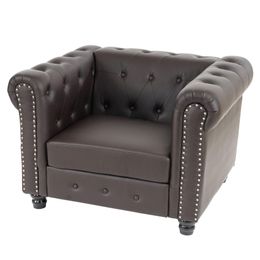 MCW Luxus Sessel Loungesessel Relaxsessel Chesterfield Edingburgh Kunstleder ~ runde F&uuml;&szlig;e, braun