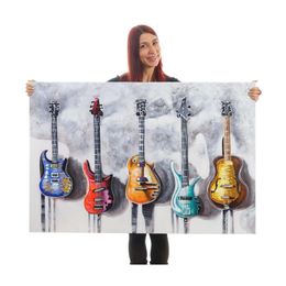 MCW Wandbild Gitarren, 100% handgemaltes &Ouml;lgem&auml;lde 3D-Bild Gem&auml;lde XL, 120x80cm