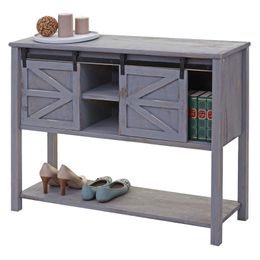 Kommode MCW-D57, Schiebet&uuml;renschrank Sideboard Schrank, Shabby-Look Vintage 81x102x34cm ~ dunkelgrau