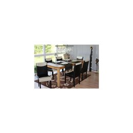 MCW 6er-Set Esszimmerstuhl Stuhl Küchenstuhl Littau ~ schwarz-weiß, dunkle Beine