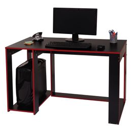 Schreibtisch MCW-J26, Computertisch B&uuml;rotisch, 120x60x76cm ~ schwarz-rot