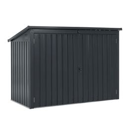 Juskys Mülltonnenbox Namur 1,9m² Aufbewahrungsbox in grau für 3 Tonnen zwei abschließbare Türen
